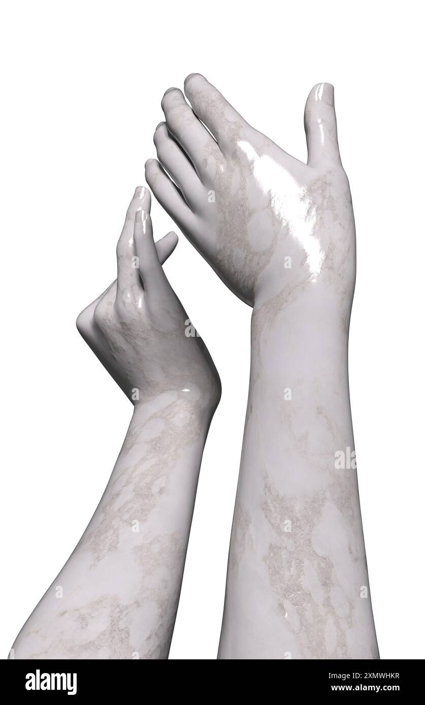 High detail 3D render of the white marble female hands sculpture ...