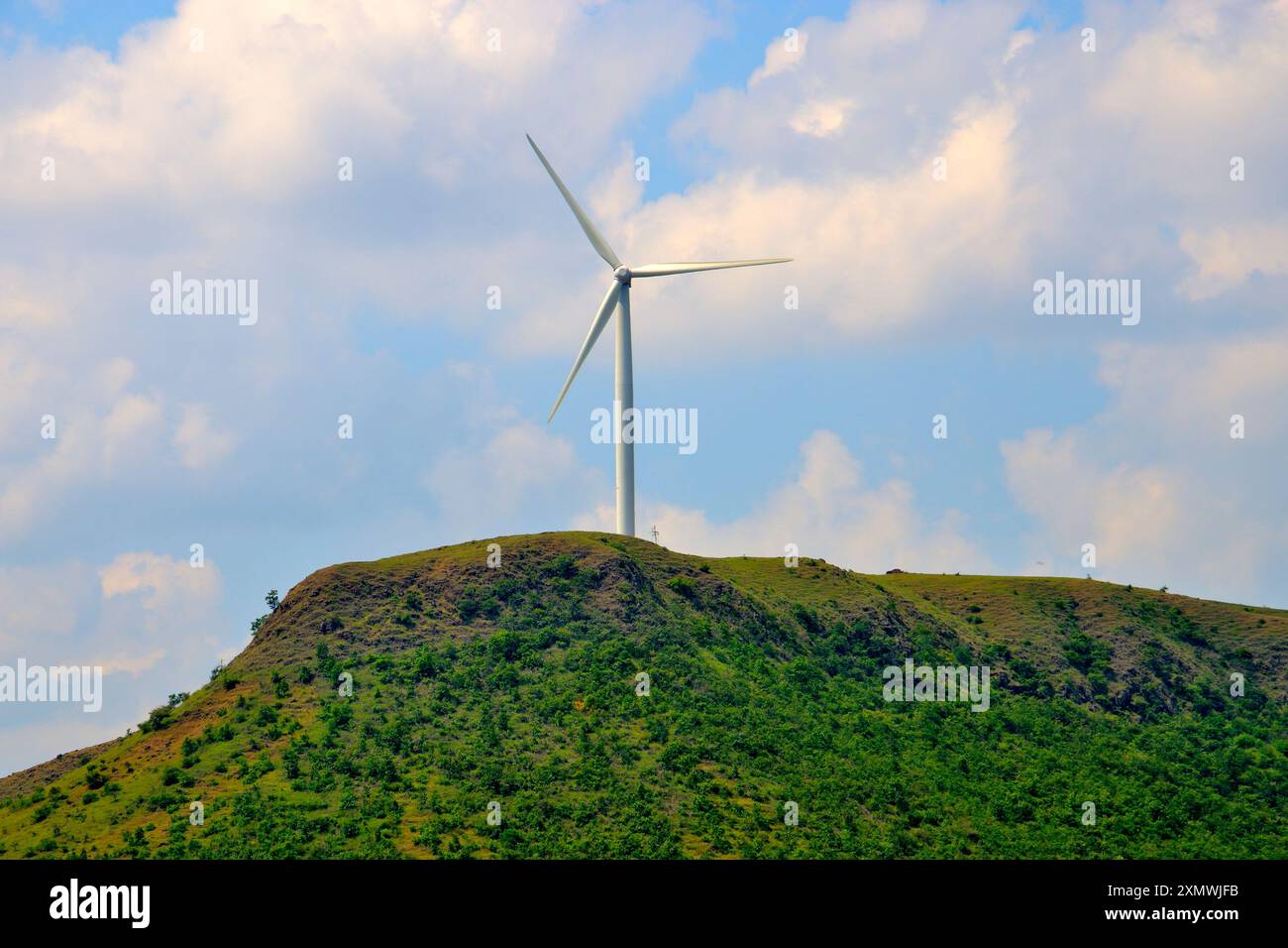 Windmills on the hill, located somewhere in Satara, Maharashtra, India ...