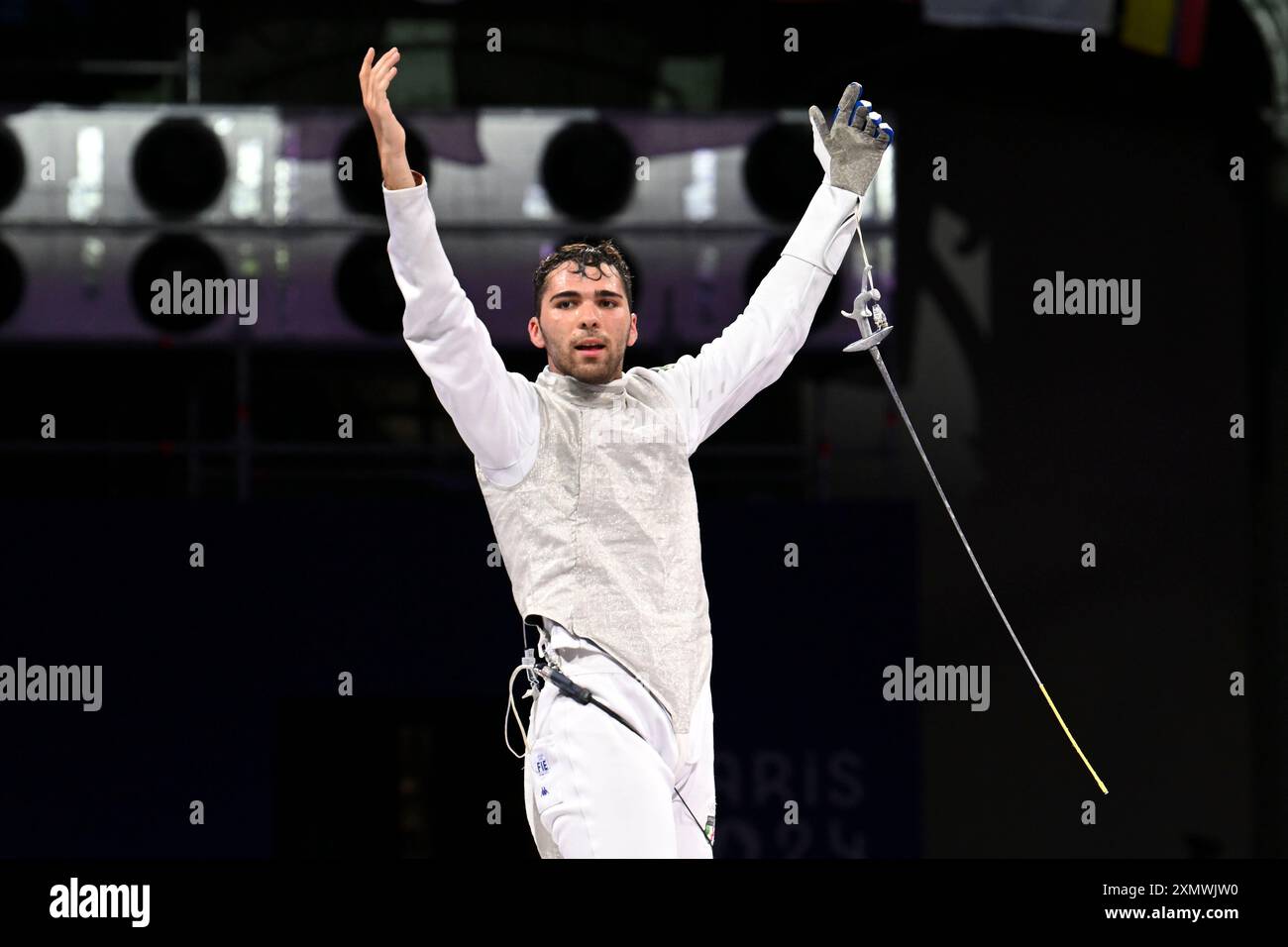 Paris, France. 29th July, 2024. Filippo Macchi (ITA) against Ka Long ...