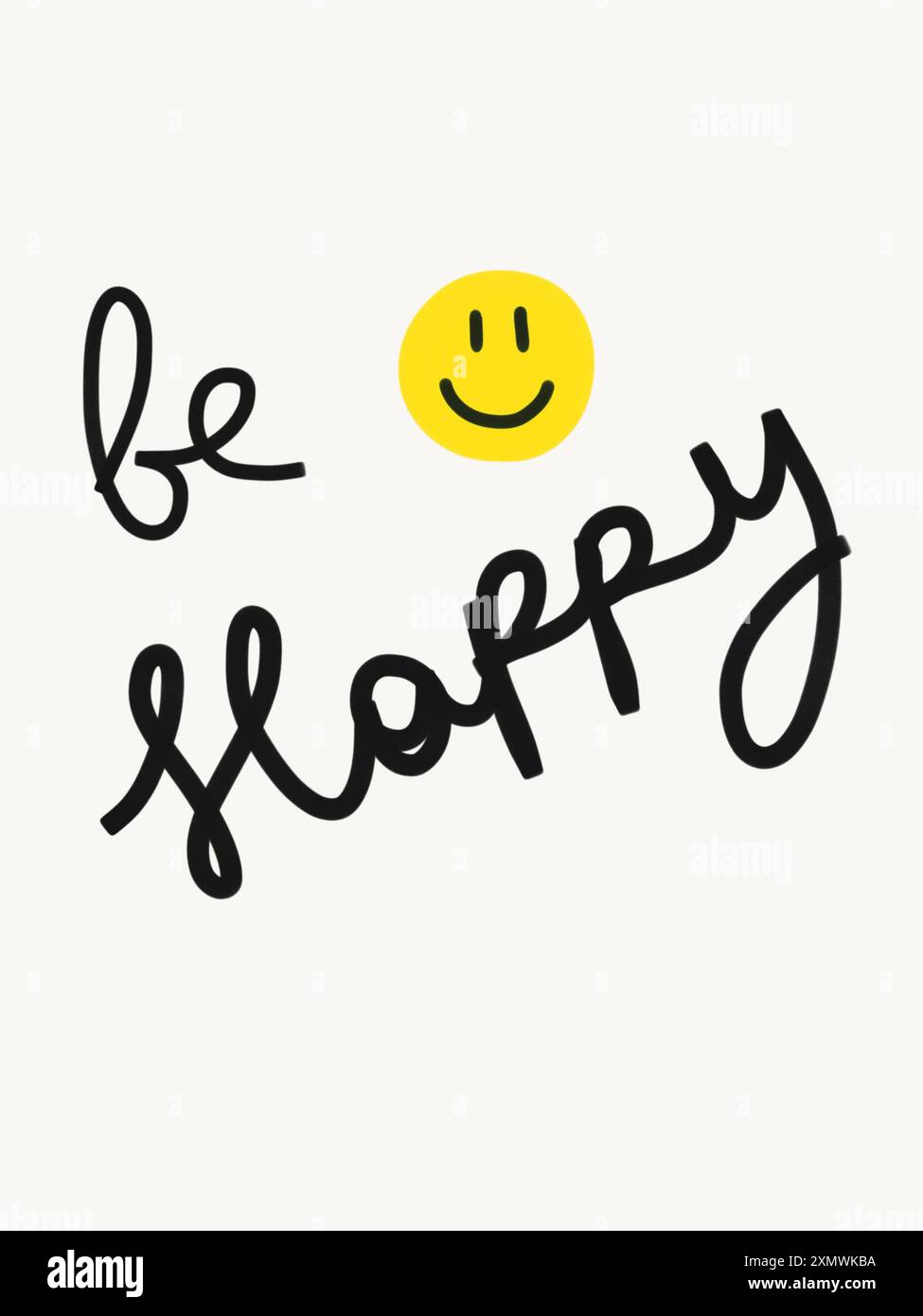 Motivation phrase. Be Happy. Smile emoji Stock Photo - Alamy