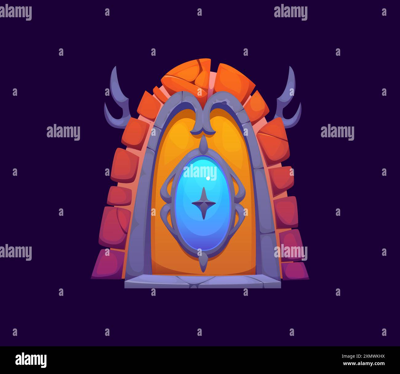 Fantasy magic portal gate door, witchcraft game asset. Isolated vector ...