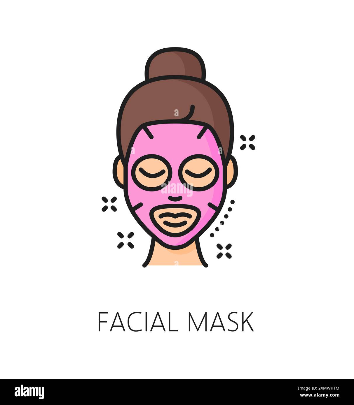 Face care mask, cosmetology and mesotherapy, skincare outline color ...