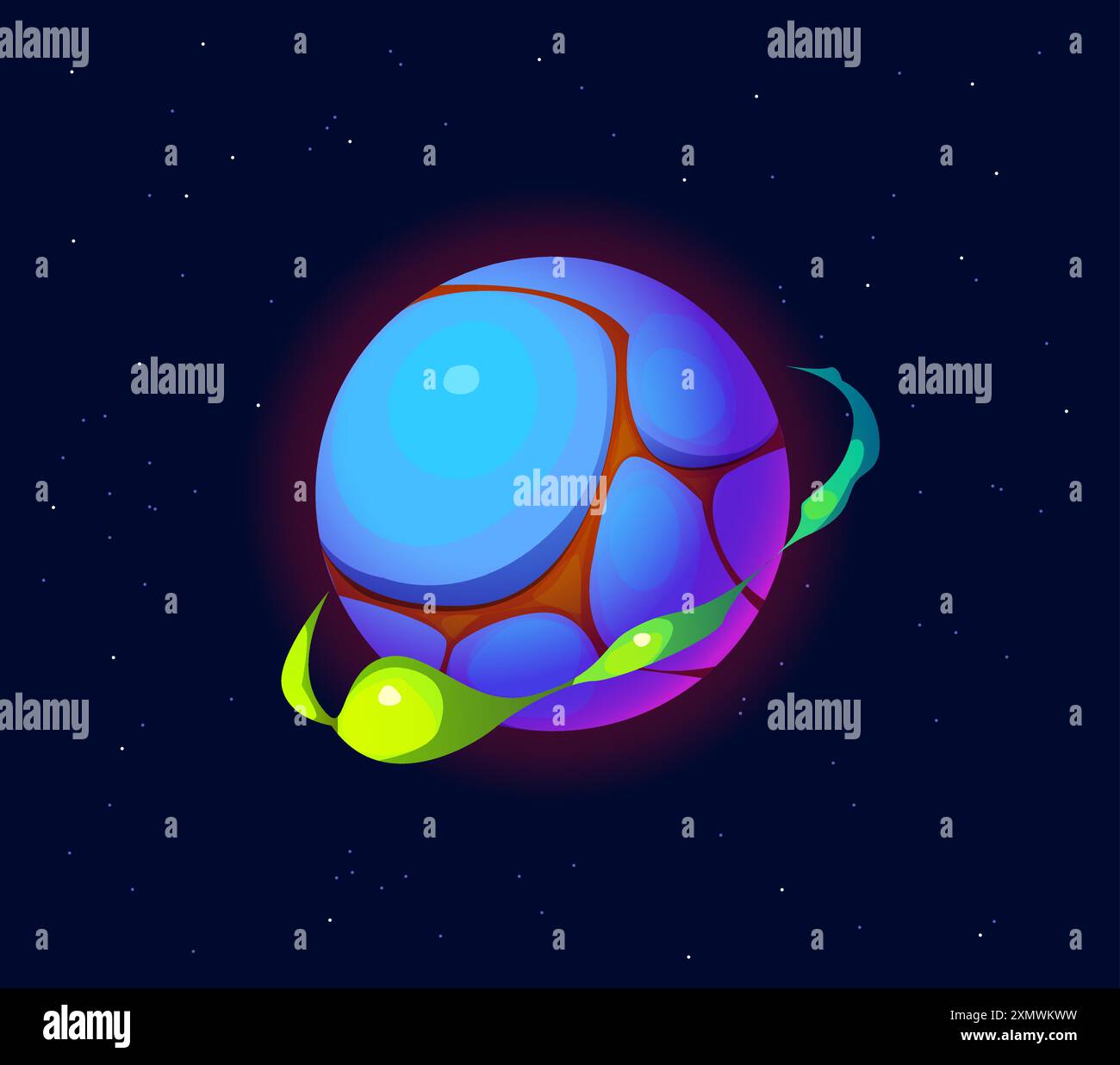 Cartoon fantasy alien space planet, galaxy game asset with a smooth ...