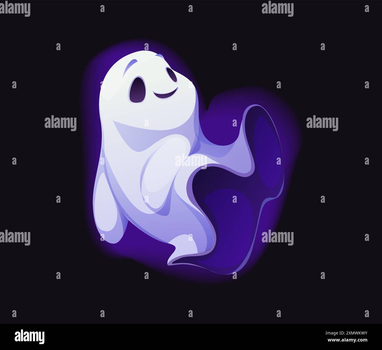 Cartoon Halloween ghost character, scary spooky personage, horror evil ...