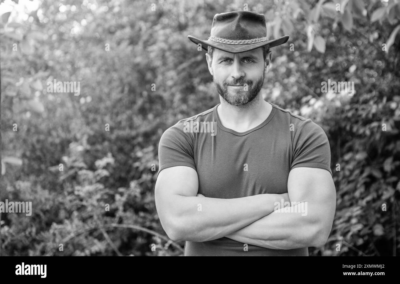 man wearing western hat. caucasian man in western cowboy hat. western ...