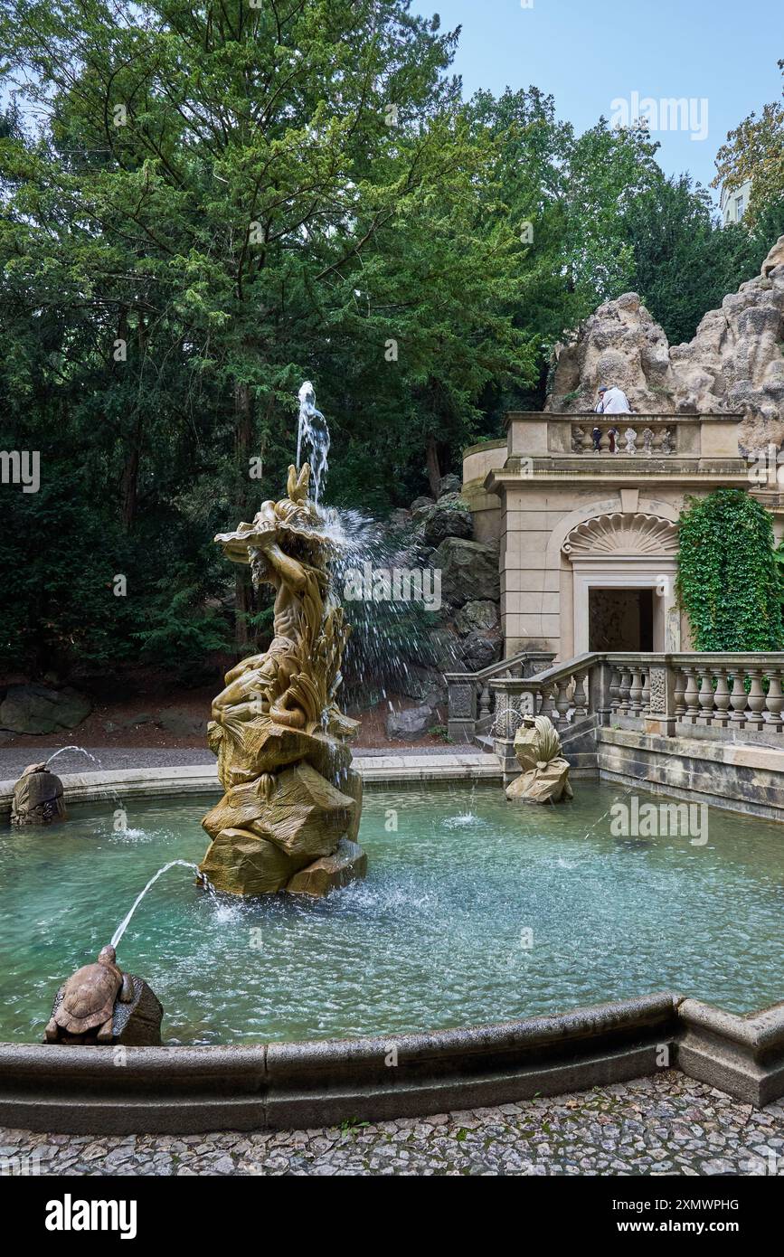 Statue of Neptune and Grotta fountain in Grebovka Havlickovy sady ...