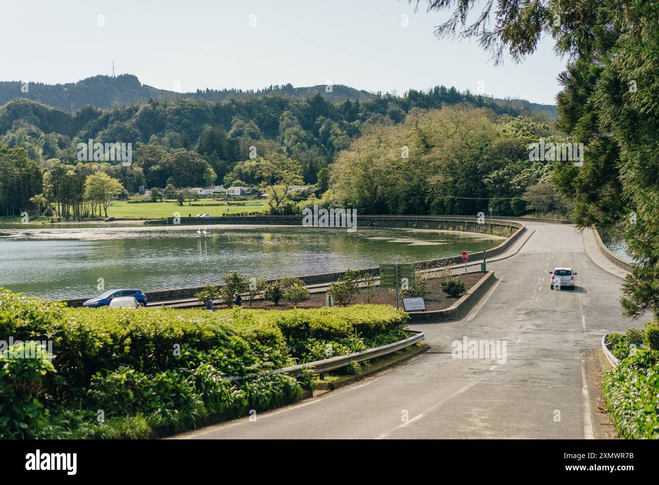 Azores - volcanic blus lake Sete Cidades, green landscape in Portugal ...
