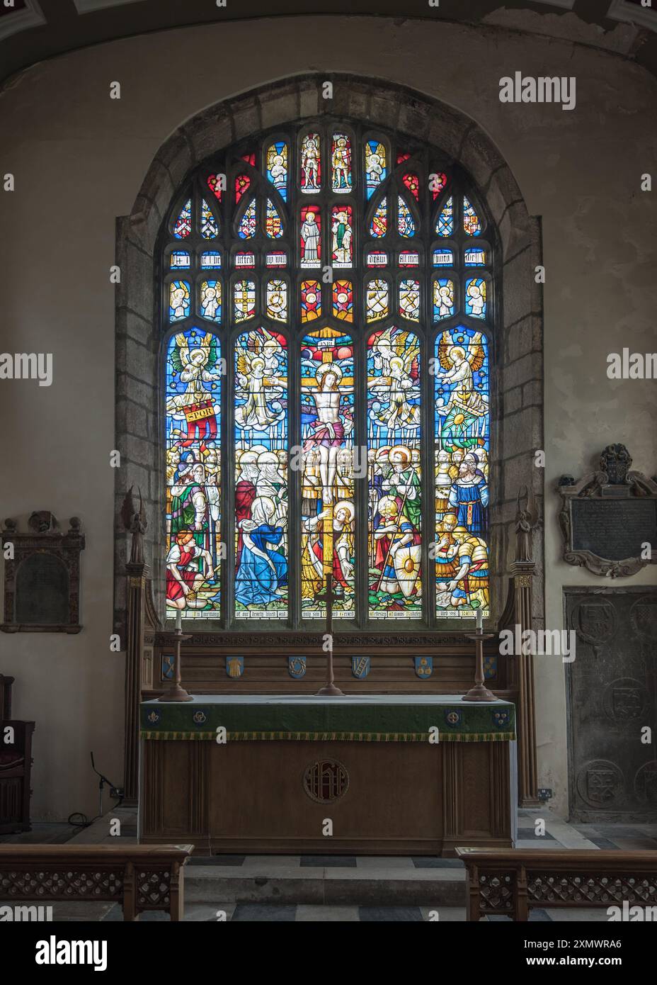 Stained glass on the inside of St Mary & St Nicholas Church Beaumaris ...