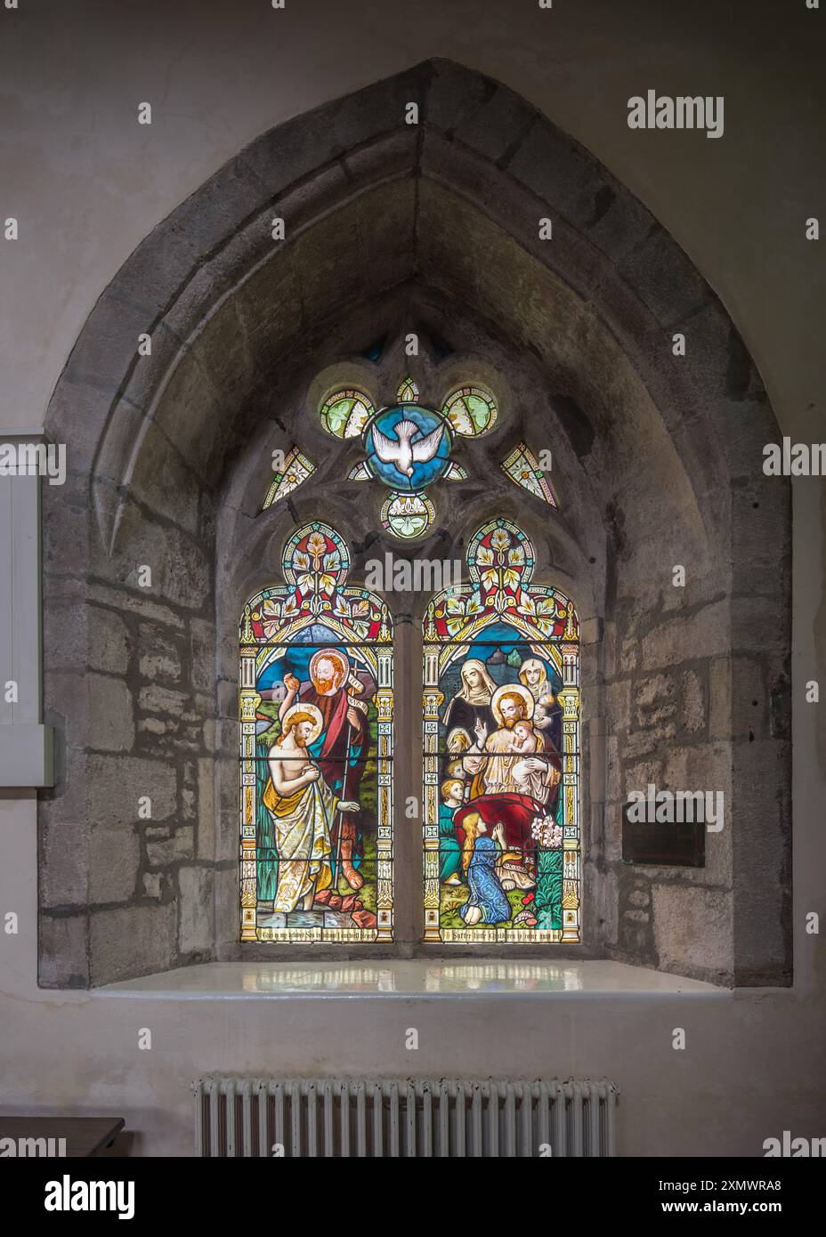 Stained glass on the inside of St Mary & St Nicholas Church Beaumaris ...