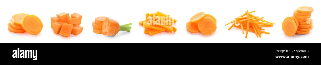 Set of fresh cut carrot on white background Stock Photo - Alamy