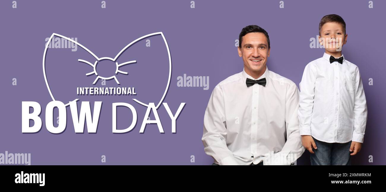 Banner for International Bow Day with father and son Stock Photo - Alamy