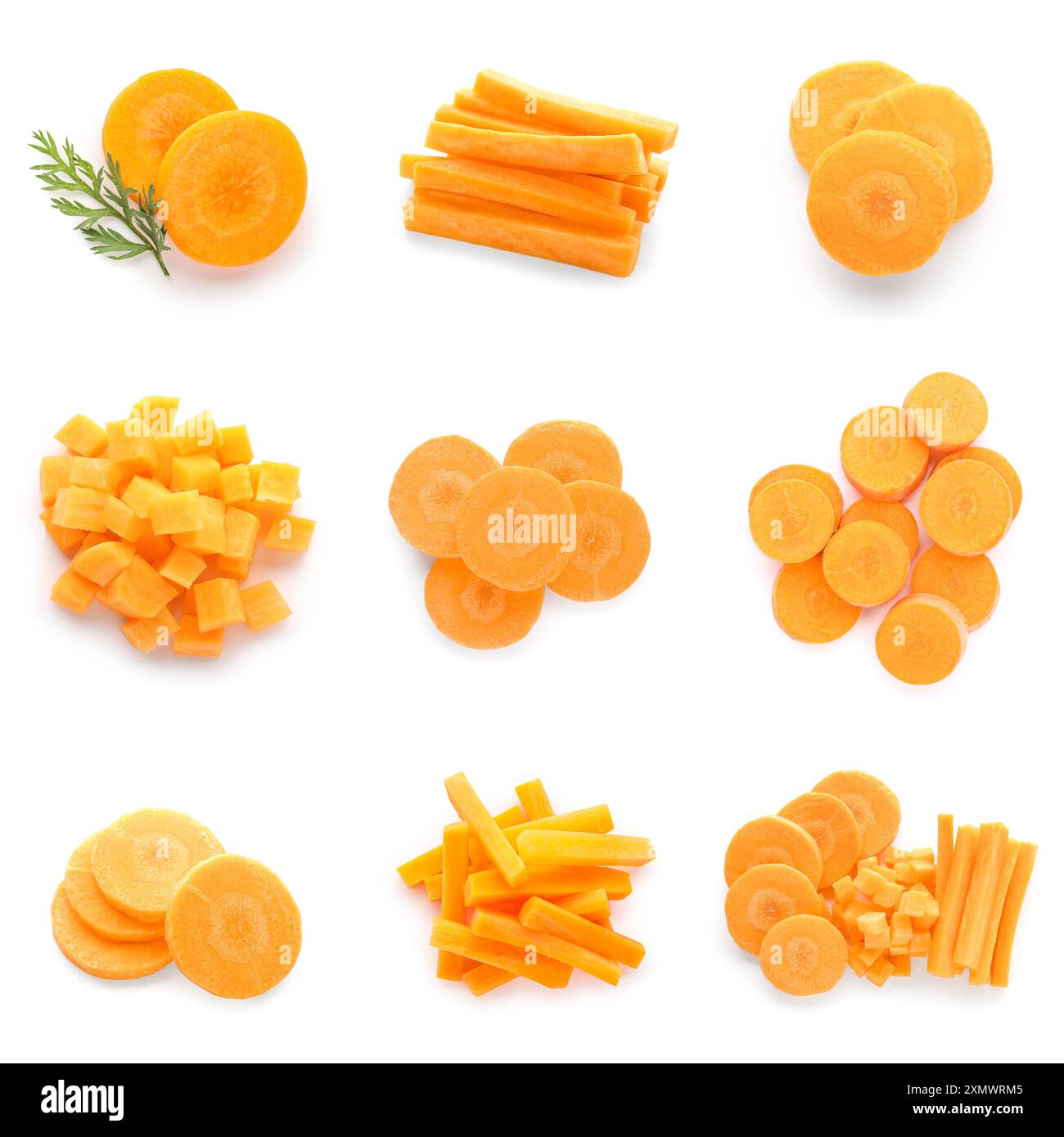 Set of fresh cut carrot on white background Stock Photo - Alamy