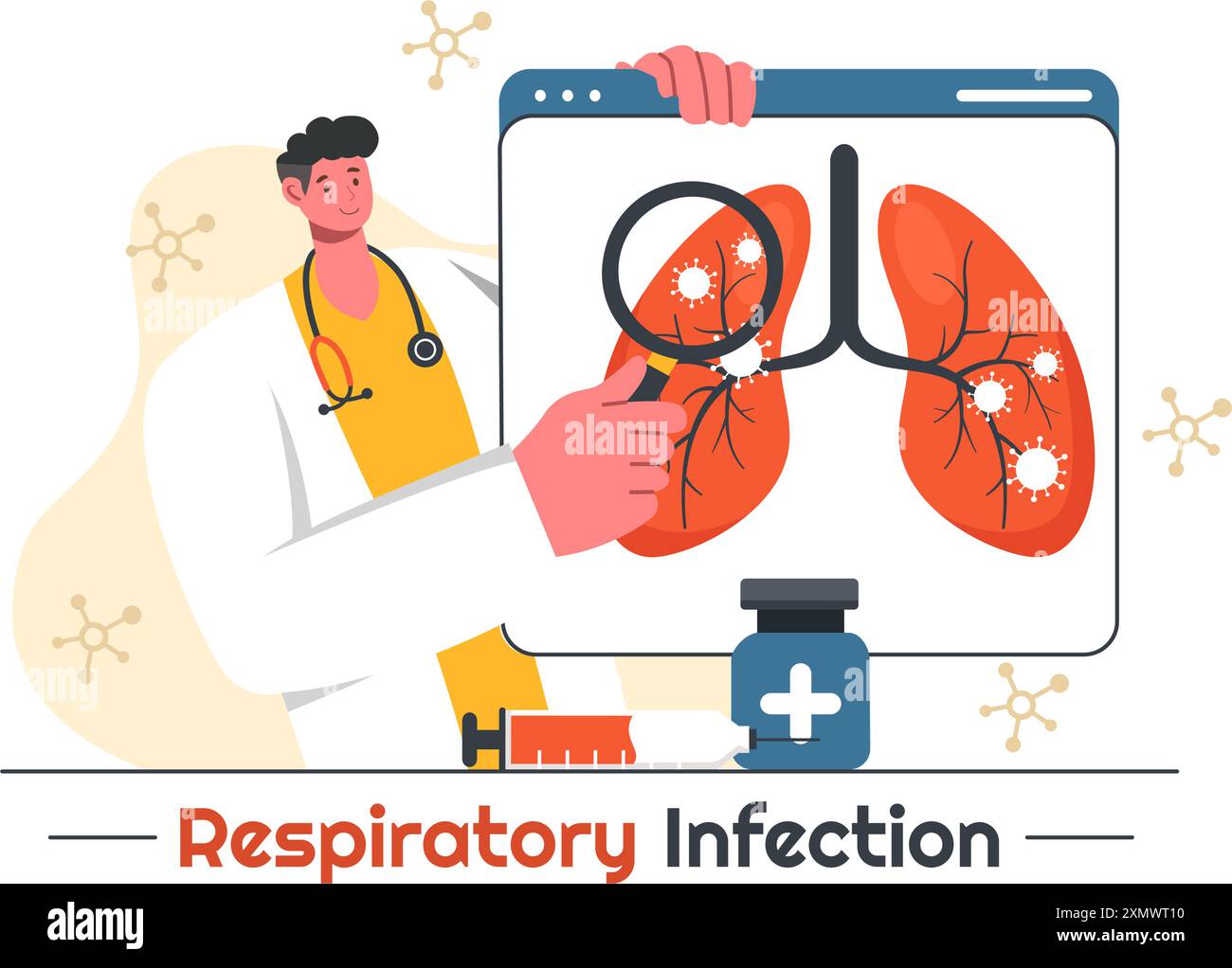 Vector Illustration of Respiratory Infection and Inflammation in the ...