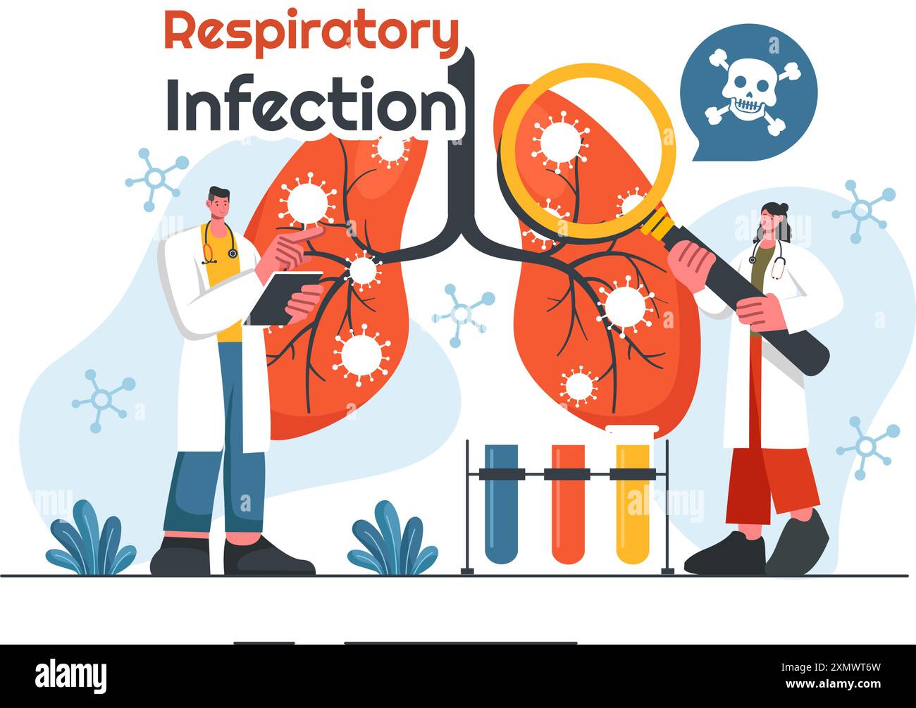 Vector Illustration of Respiratory Infection and Inflammation in the ...