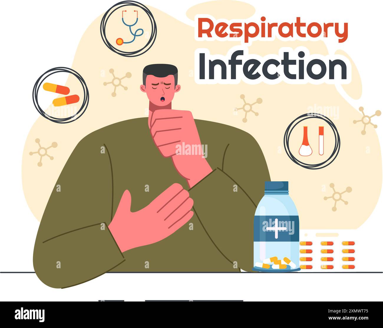 Vector Illustration of Respiratory Infection and Inflammation in the ...