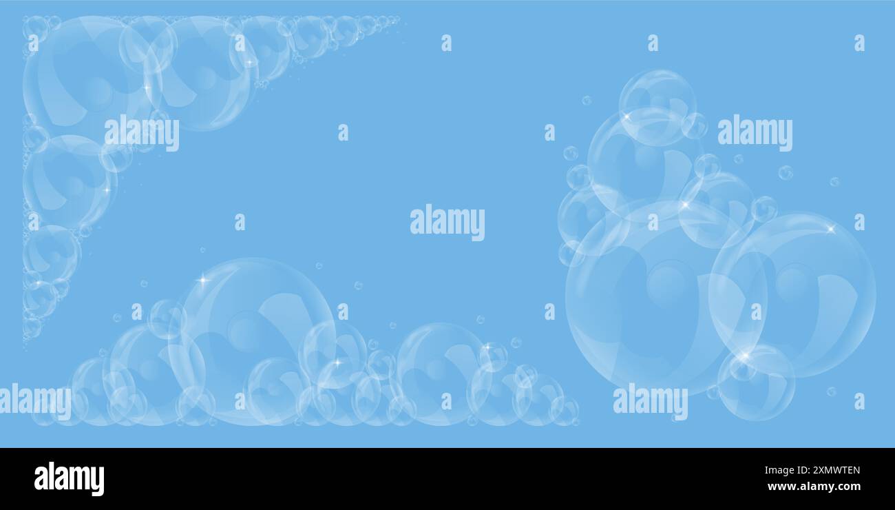 Vector soap bubble. Realistic soap bubble, glare. Foam bubbles. Powder ...