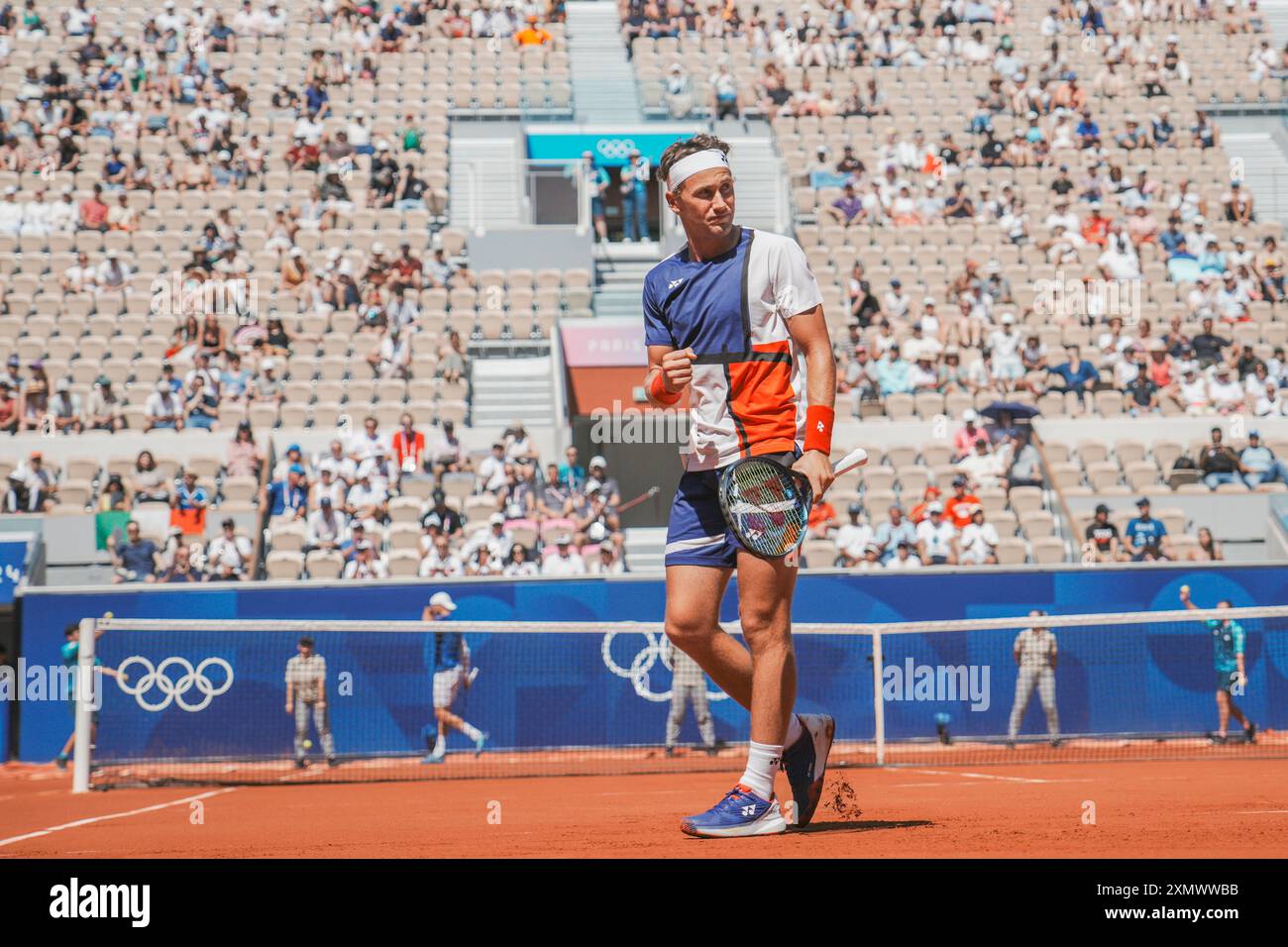 Paris, France 20240729. Casper Ruud against Italian Andrea Vavassori in tennis at Roland-Garros ...