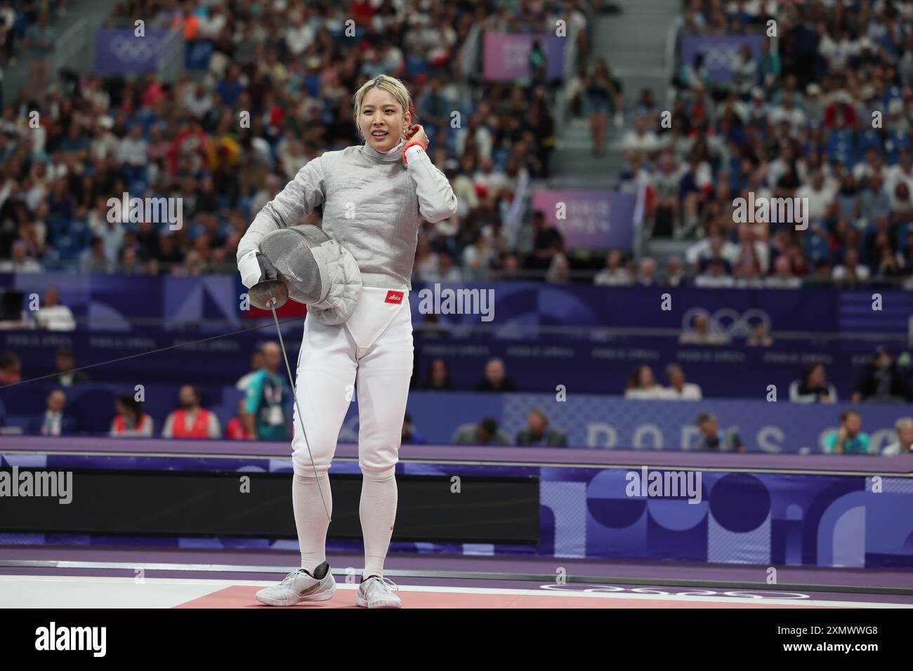 Paris, France. July 29th 2024. Emura Misaki of Team Japan celebrates ...