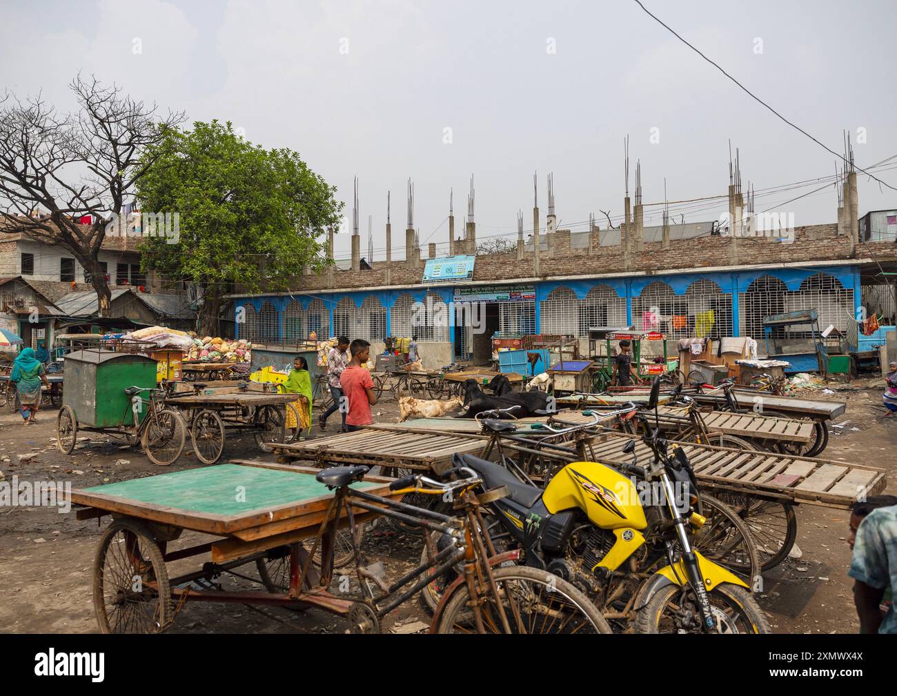 Carts parked on a square, Dhaka Division, Dhaka, Bangladesh Stock Photo - Alamy