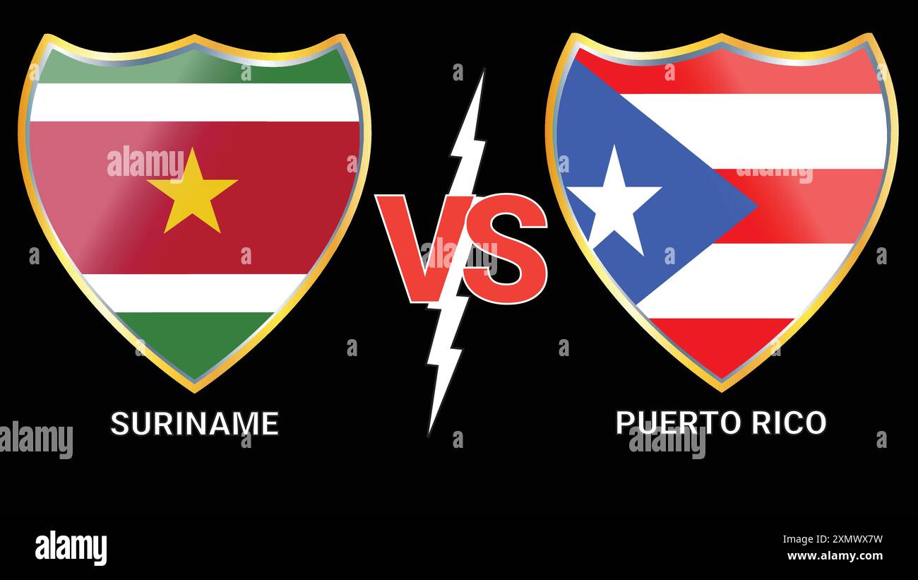 Exciting Soccer Clash: Suriname vs Puerto Rico with Black Background ...