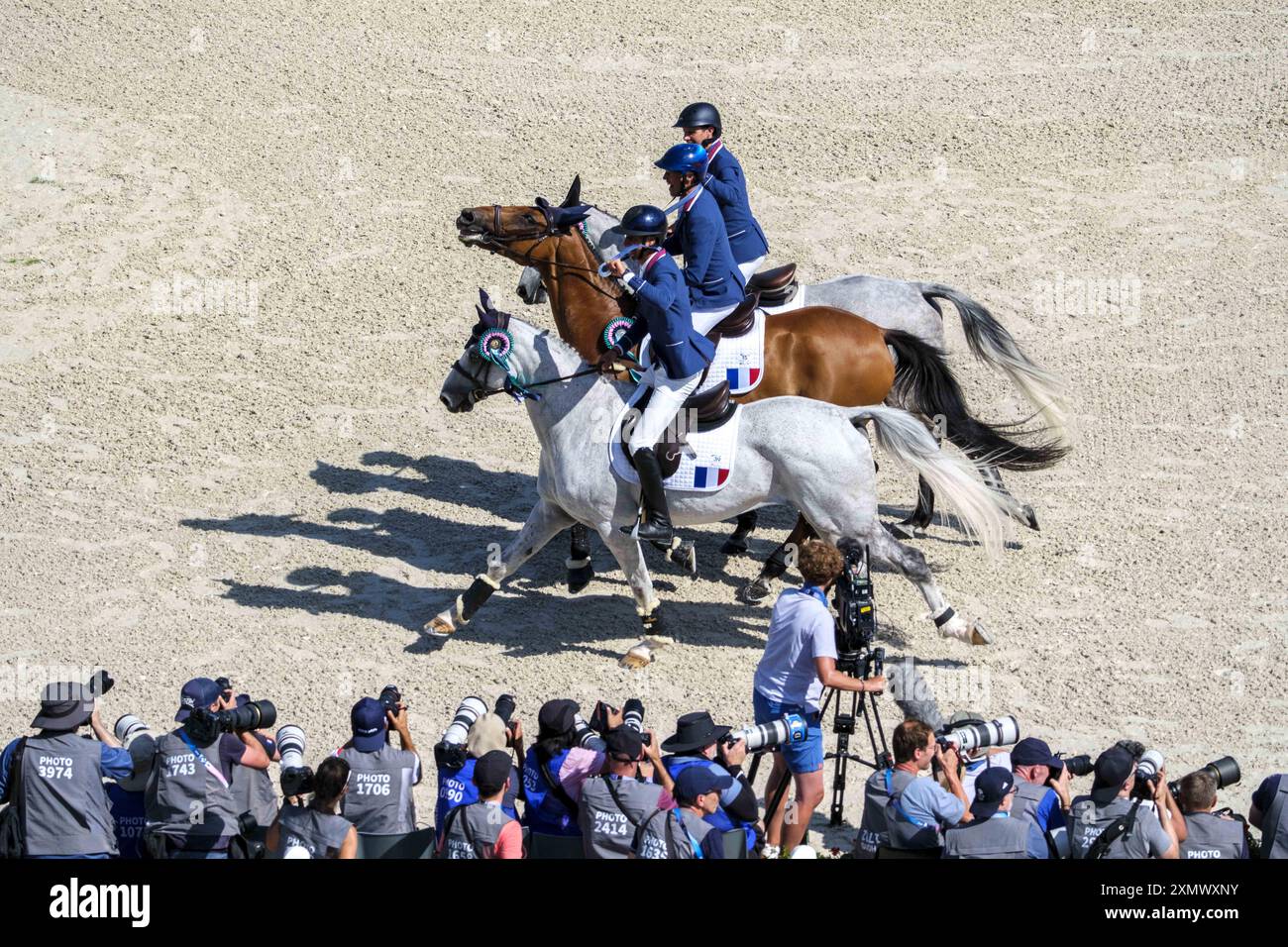 Paris, France. 29th July, 2024. Equestrian, French team, silver ...