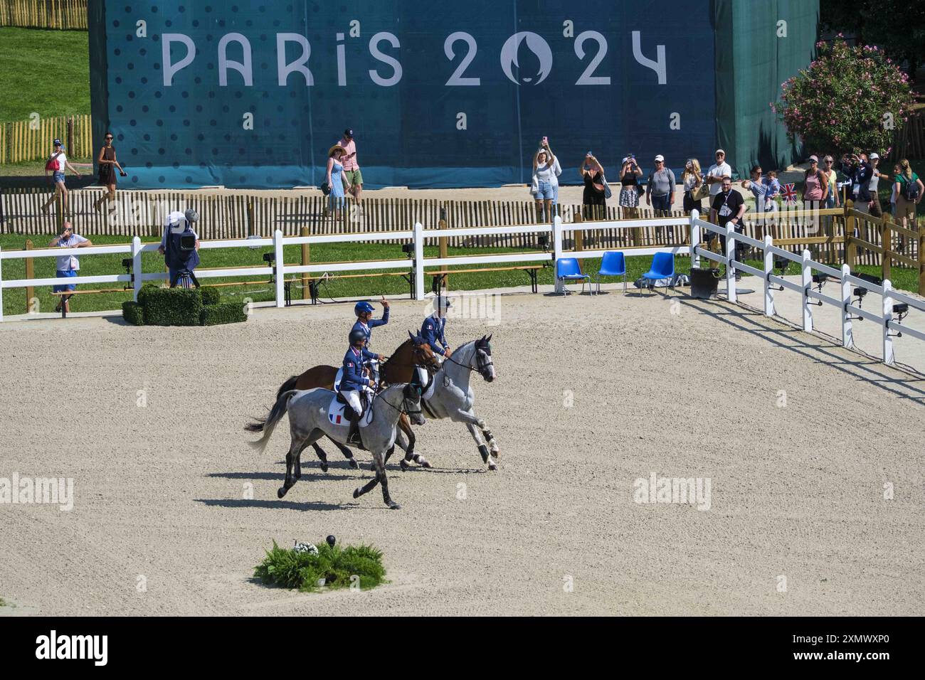 Paris, France. 29th July, 2024. Equestrian, French team, silver ...