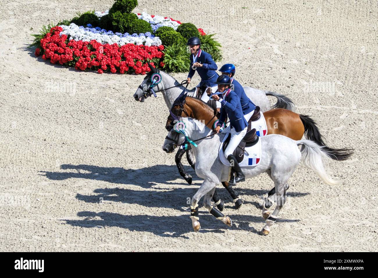 Paris, France. 29th July, 2024. Equestrian, French team, silver ...