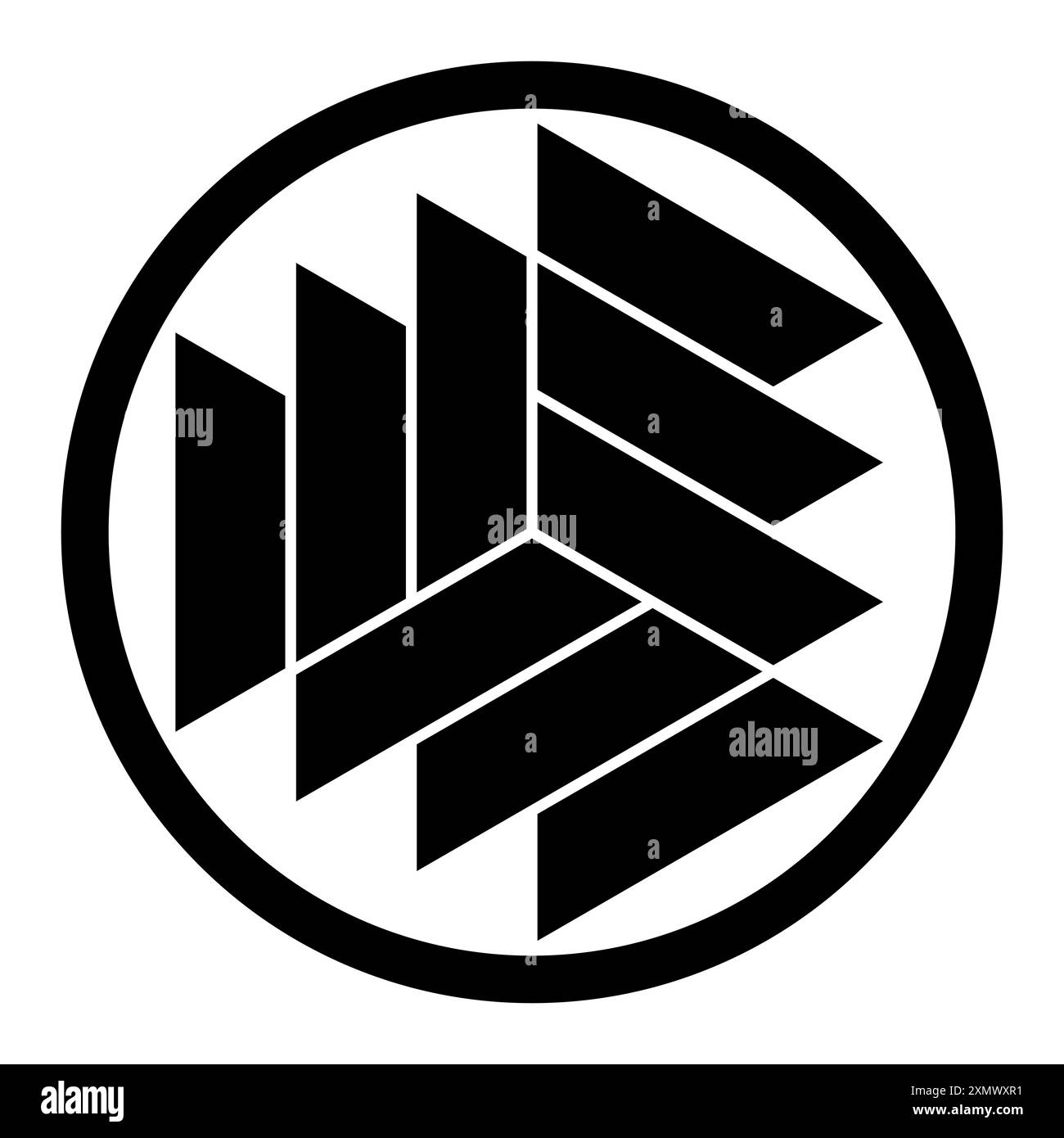 Trapezoid shapes forming a hexagon, enclosed in a circle border, crop ... Trapezoid shapes forming a hexagon, enclosed in a circle border, crop ...