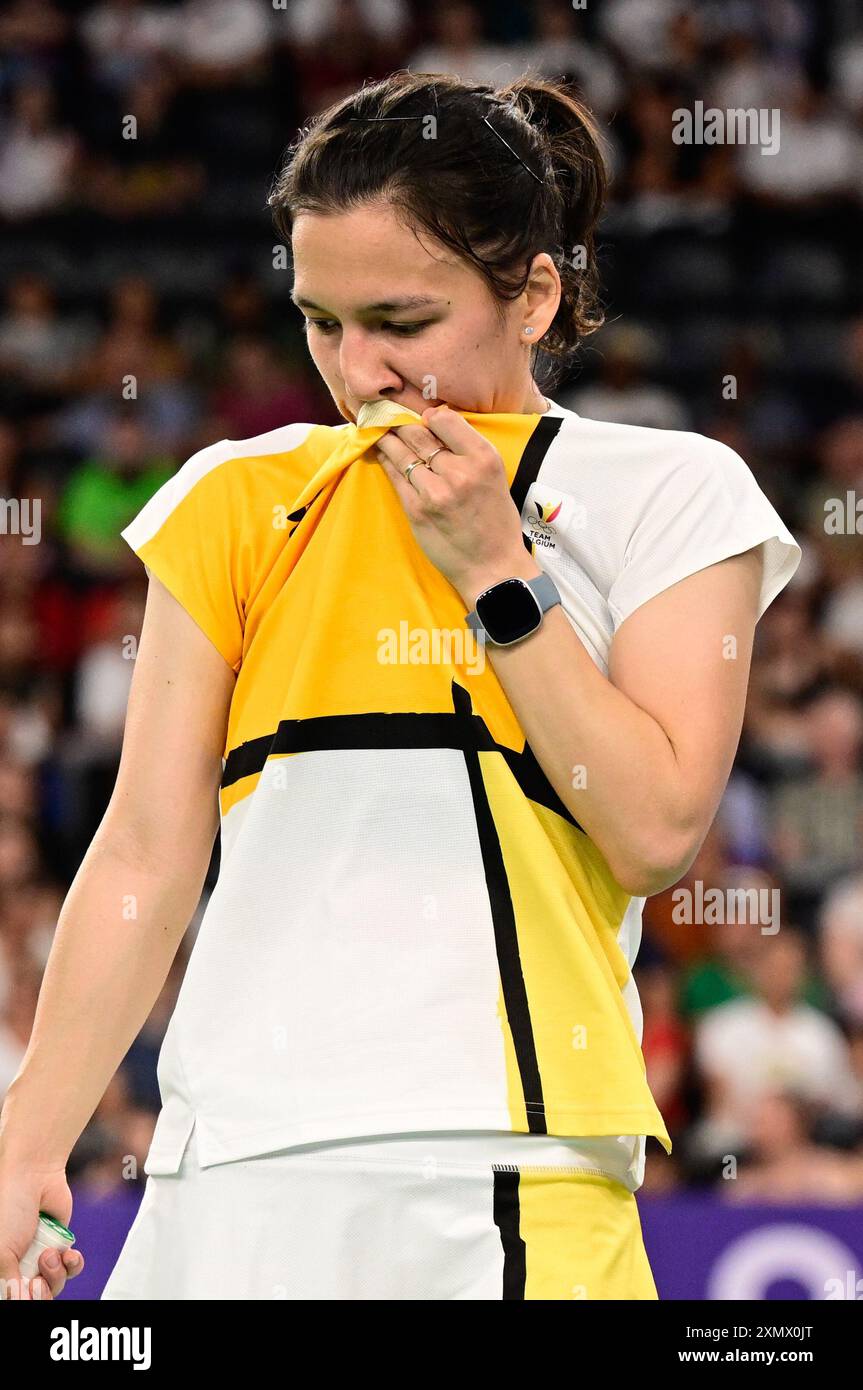 Paris, France. 30th July, 2024. Belgian Lianne Tan looks dejected ...