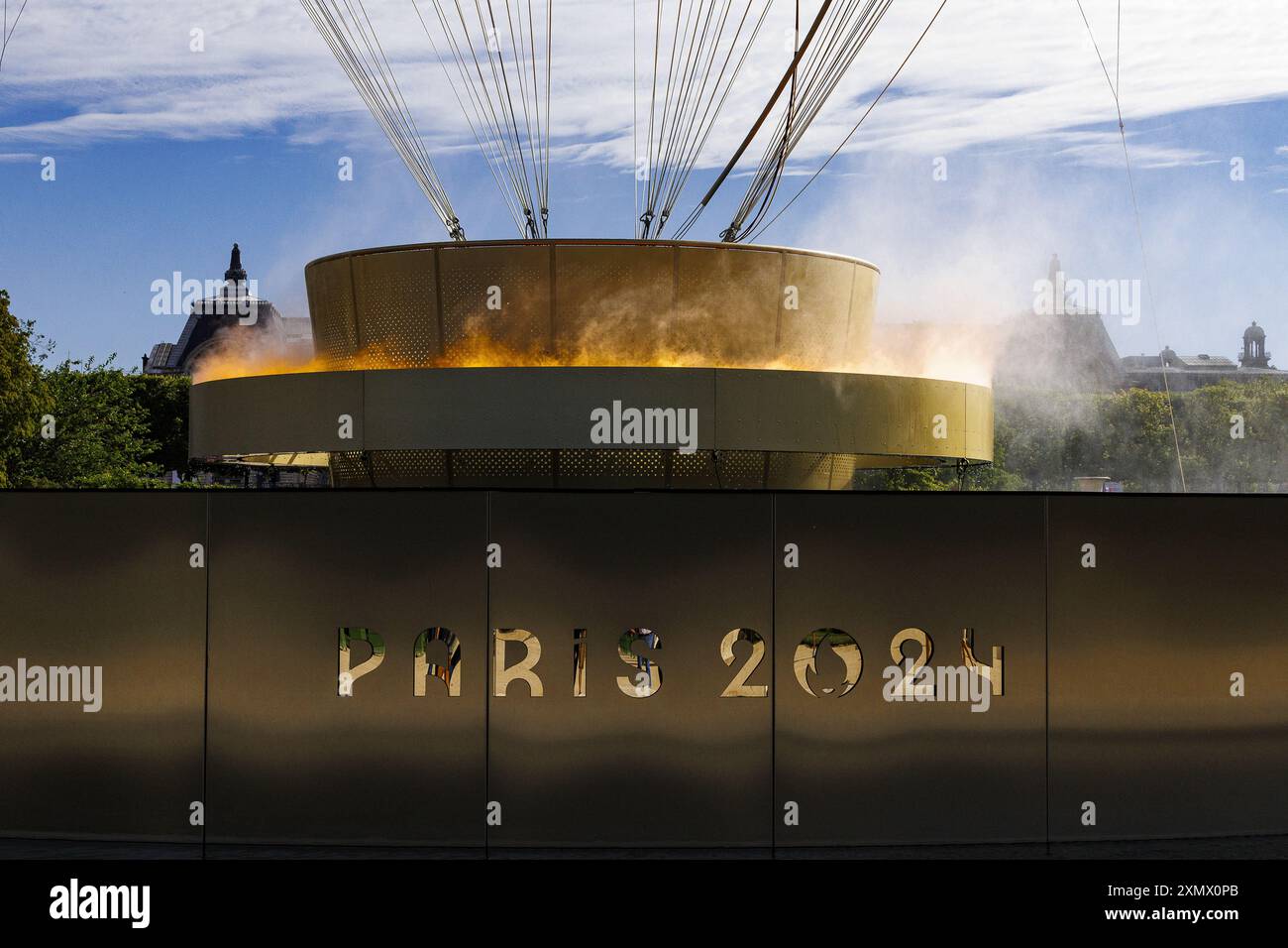 The Olympic flame cauldron, created by designer Mathieu LEHANNEUR ...