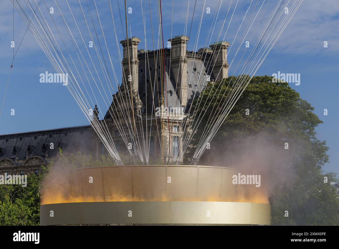 The Olympic flame cauldron, created by designer Mathieu LEHANNEUR ...