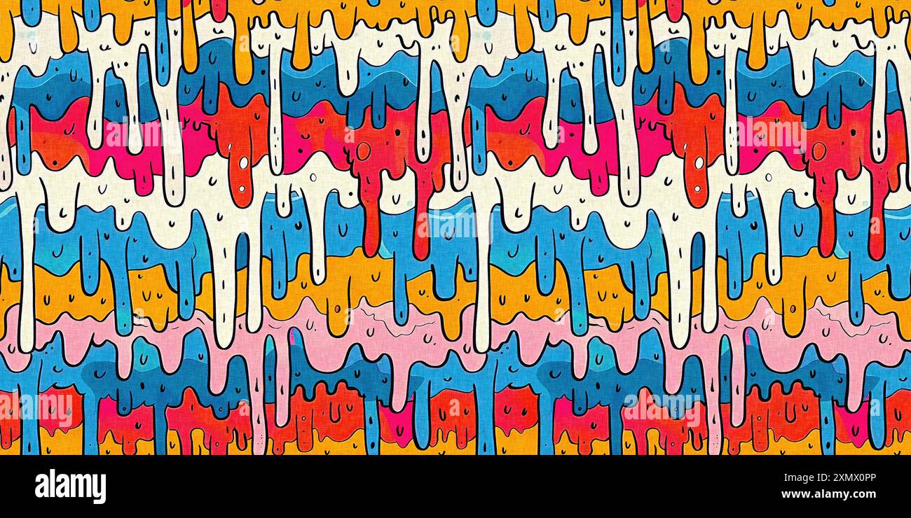 Fun dripping paint effect digital banner pattern with whimsical ink ...