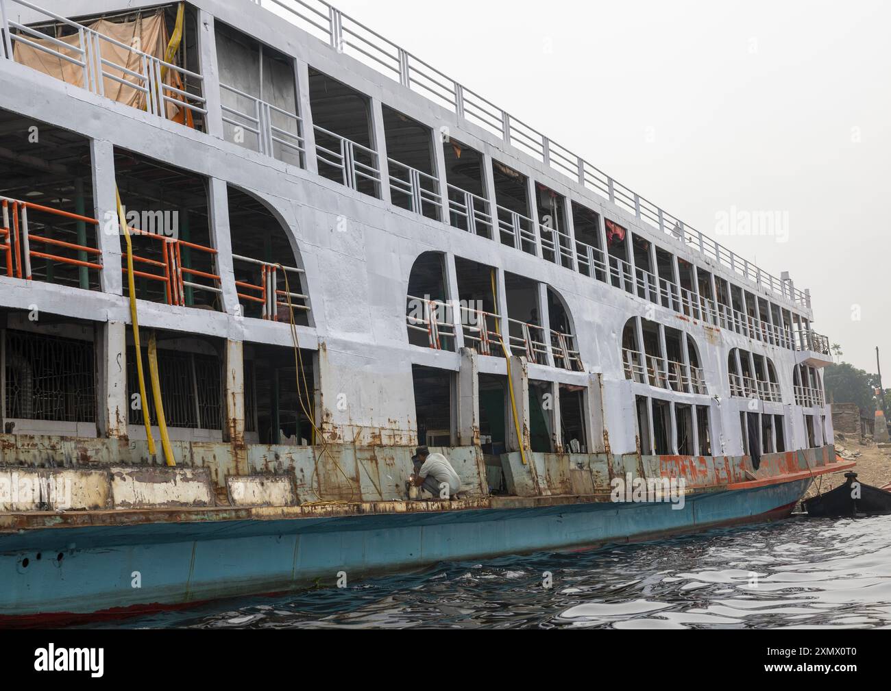 Anchored ferry vessels at the dockyard, Dhaka Division, Keraniganj ...