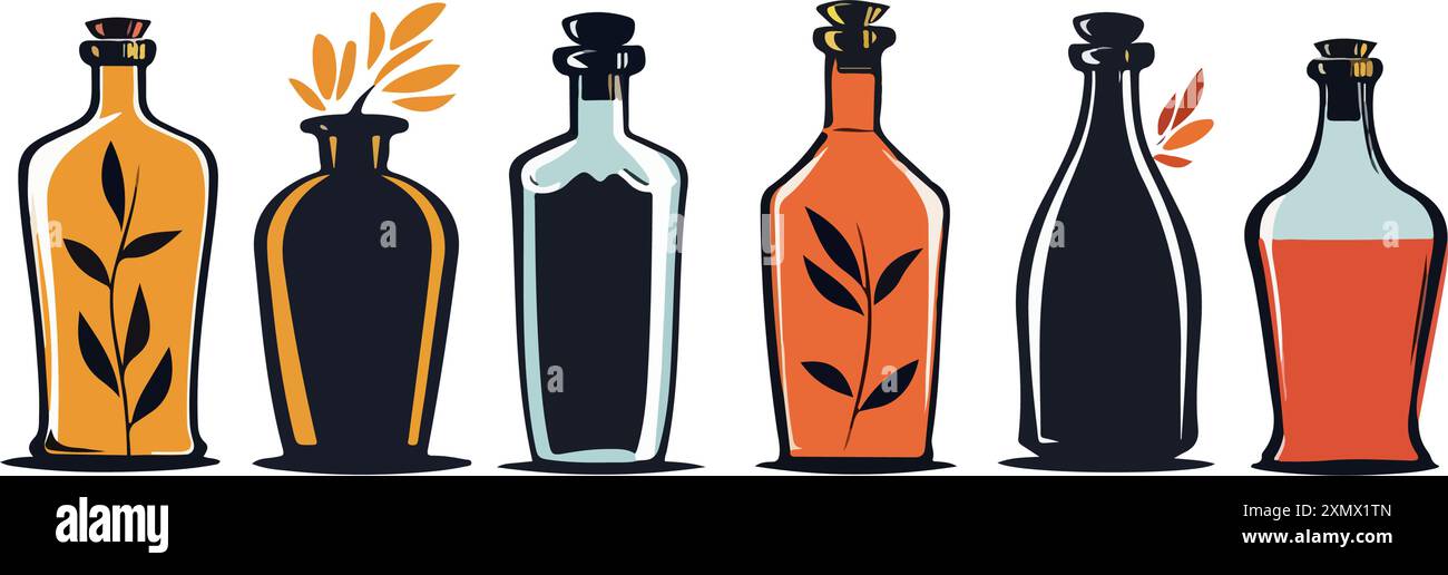 Decorative Bottles Isolated White Background Stock Vector Image & Art ...