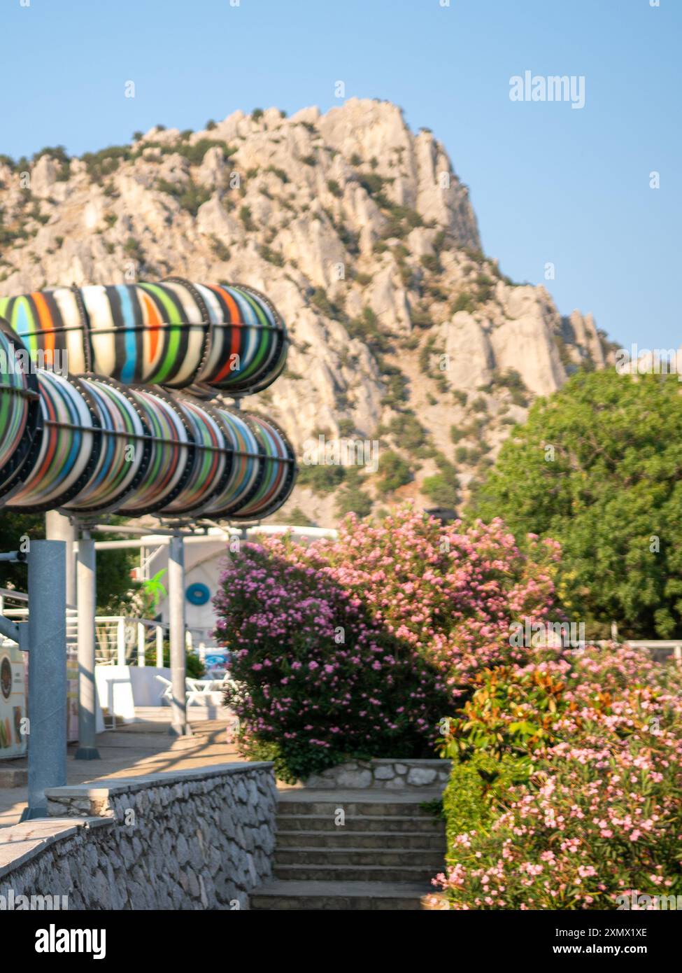 Water Slides Mountain Landscape Summer Resort Stock Photo - Alamy