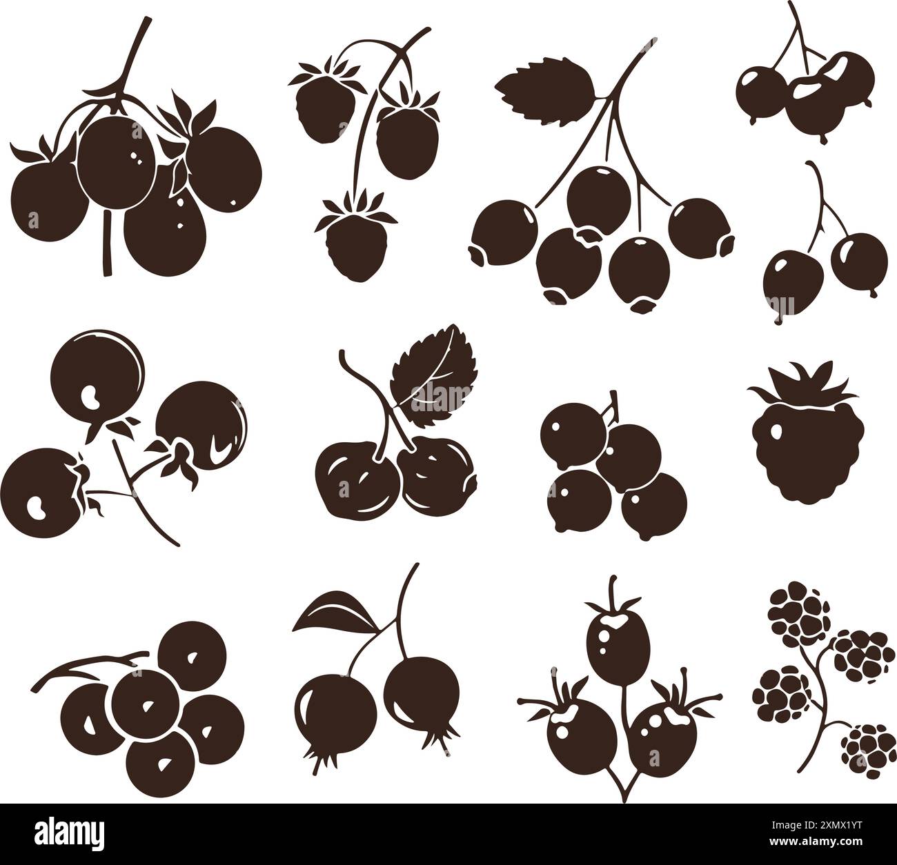 Various Berry Silhouette Collection vector Stock Vector Image & Art - Alamy