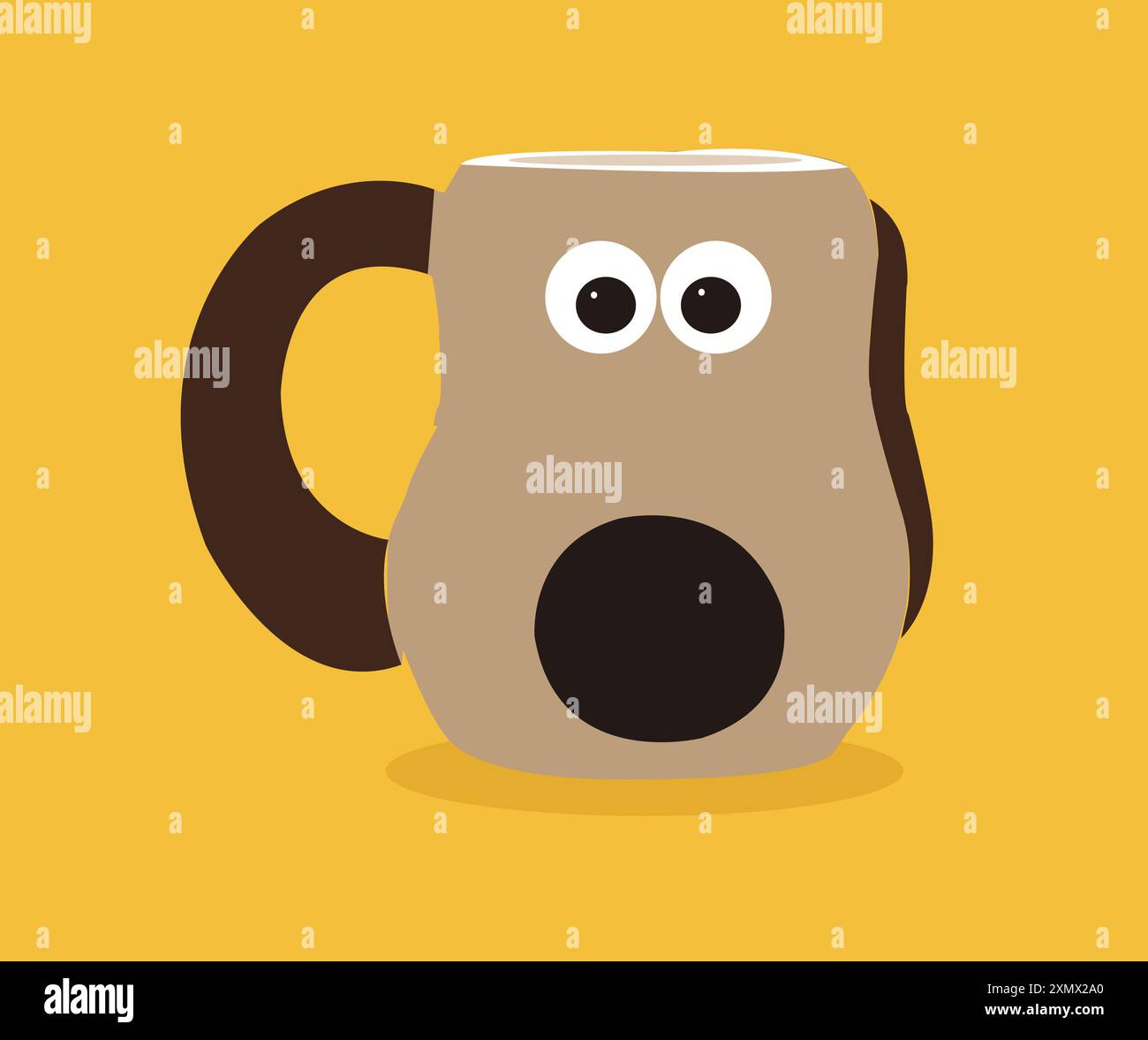 Vector illustration of dog lover mug ceramic cup in dog face shaped ...