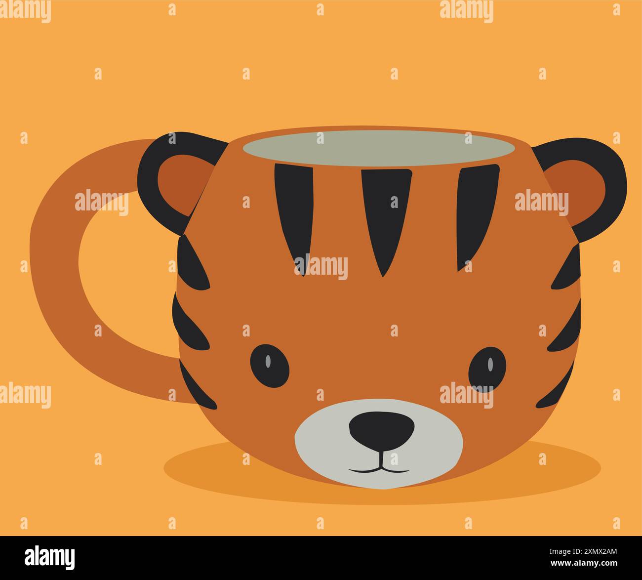 Vector illustration of cat shape mug ceramic cup in cat face shaped ...
