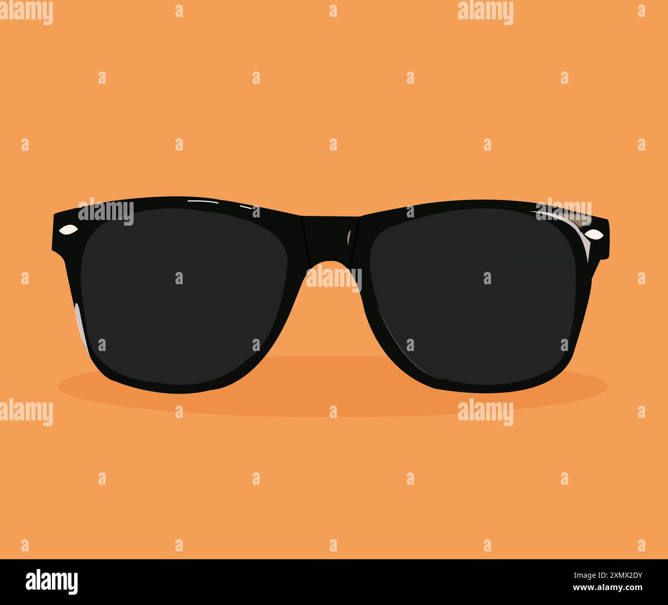 Vector illustration of black round glasses on orange background Stock ...