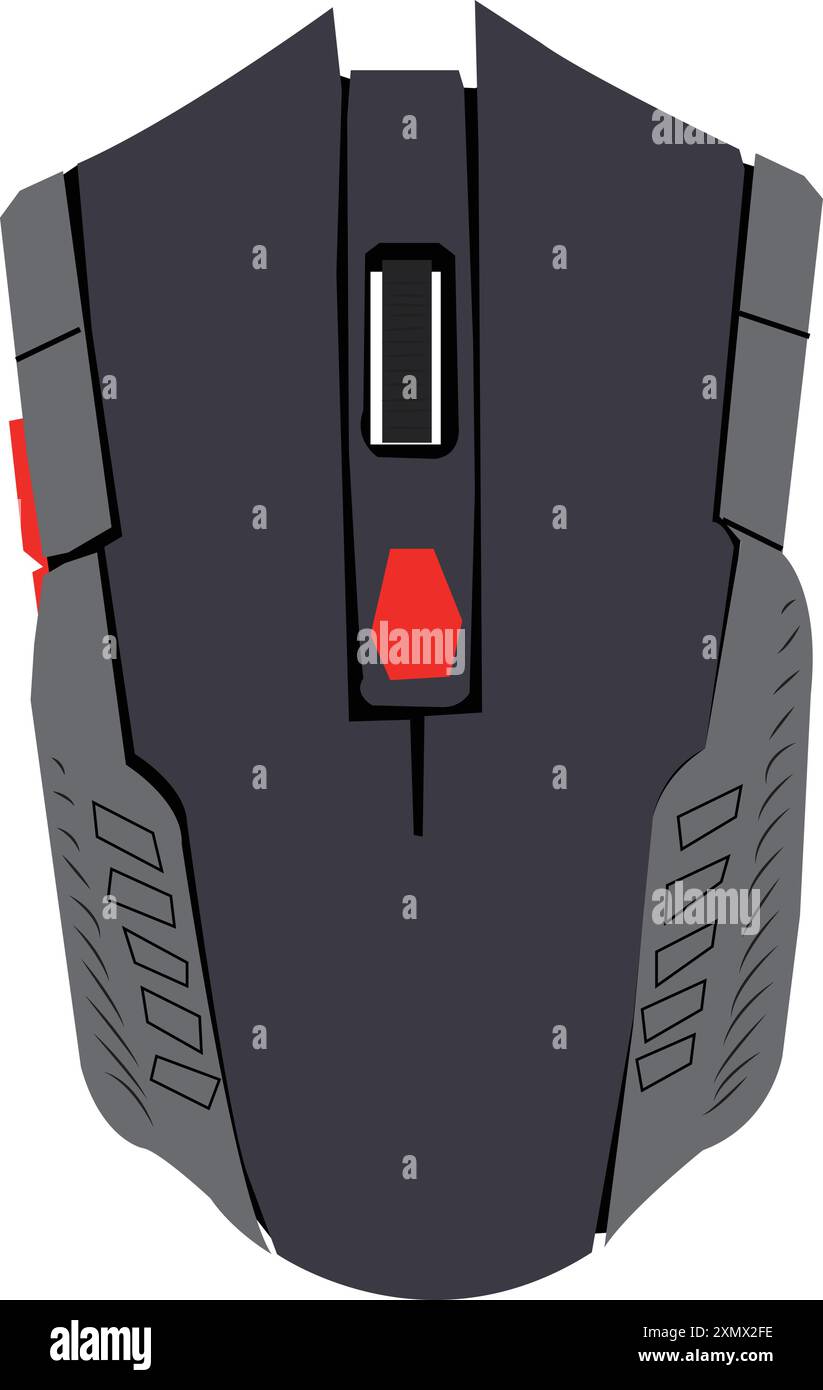 Vector illustration of wireless mouse for laptop in black and red color ...
