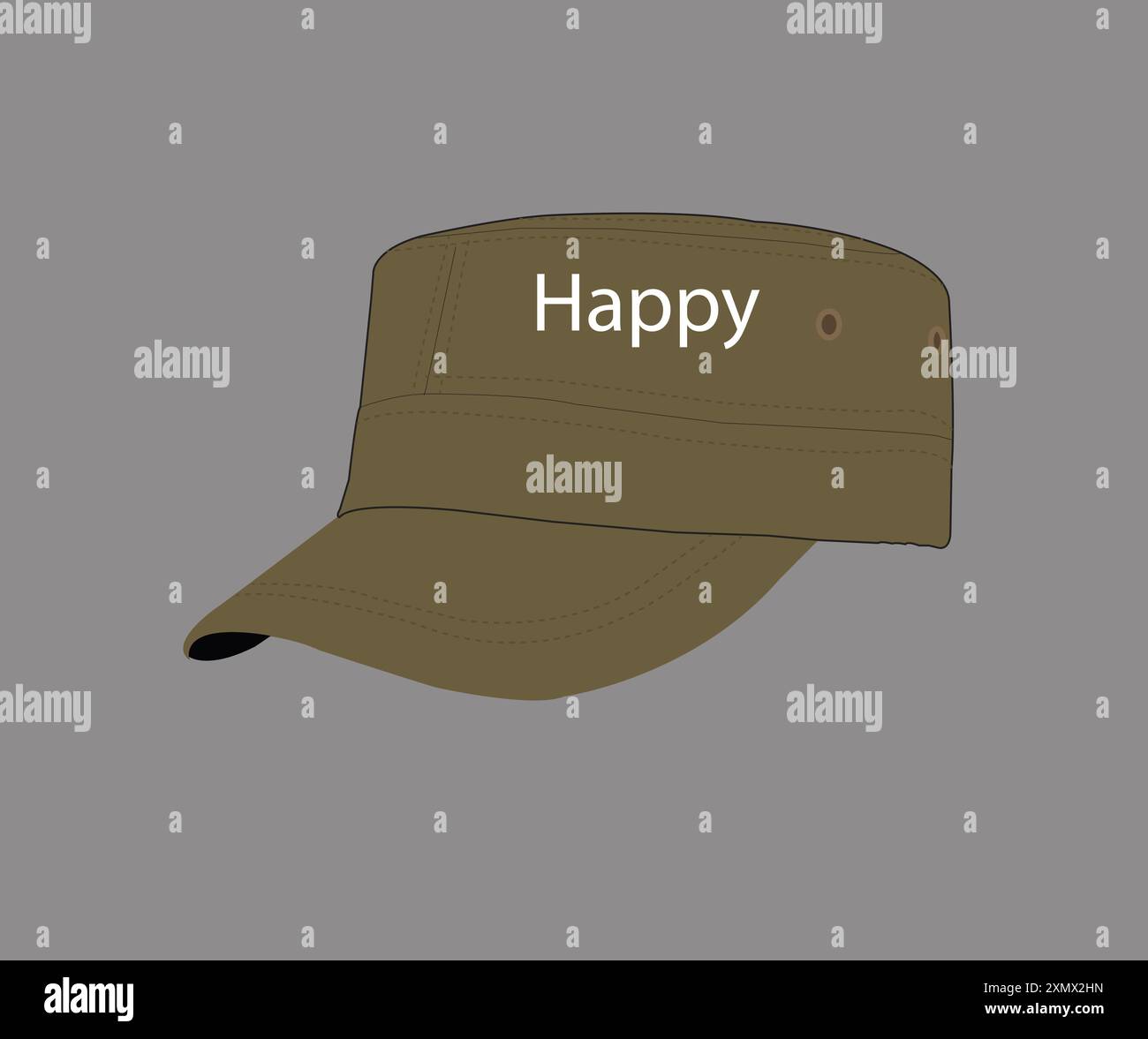 Vector illustration of army cap of military color stylish cap with ...