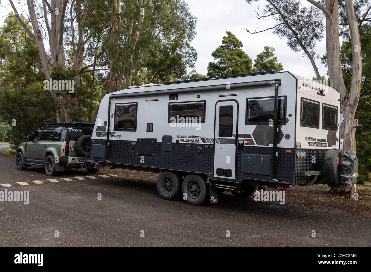 A long Australian off-road (AOR) Camper trailer or off-road caravan ...