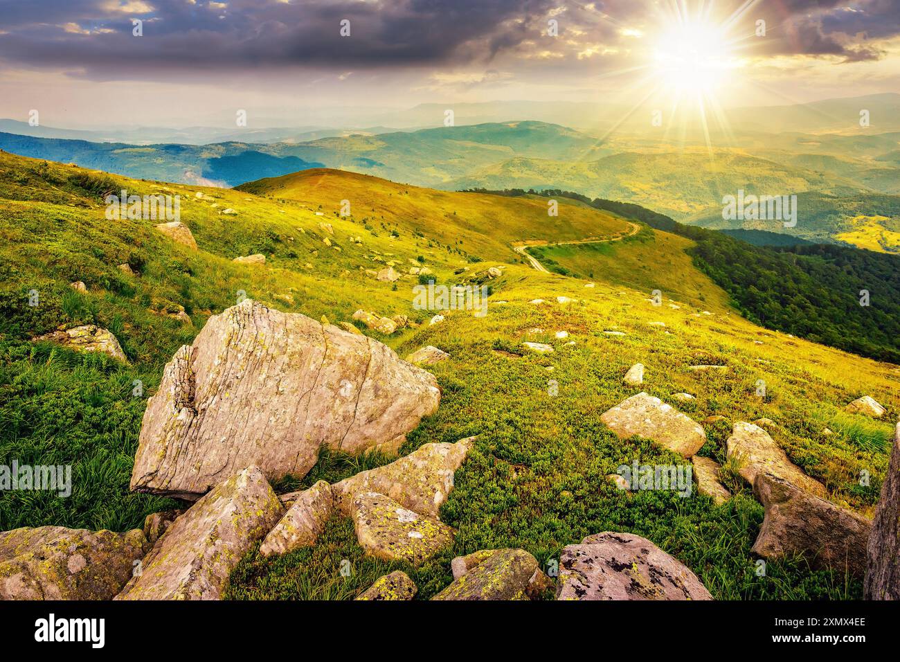 Beautiful sunset on huge valley hi-res stock photography and images - Alamy