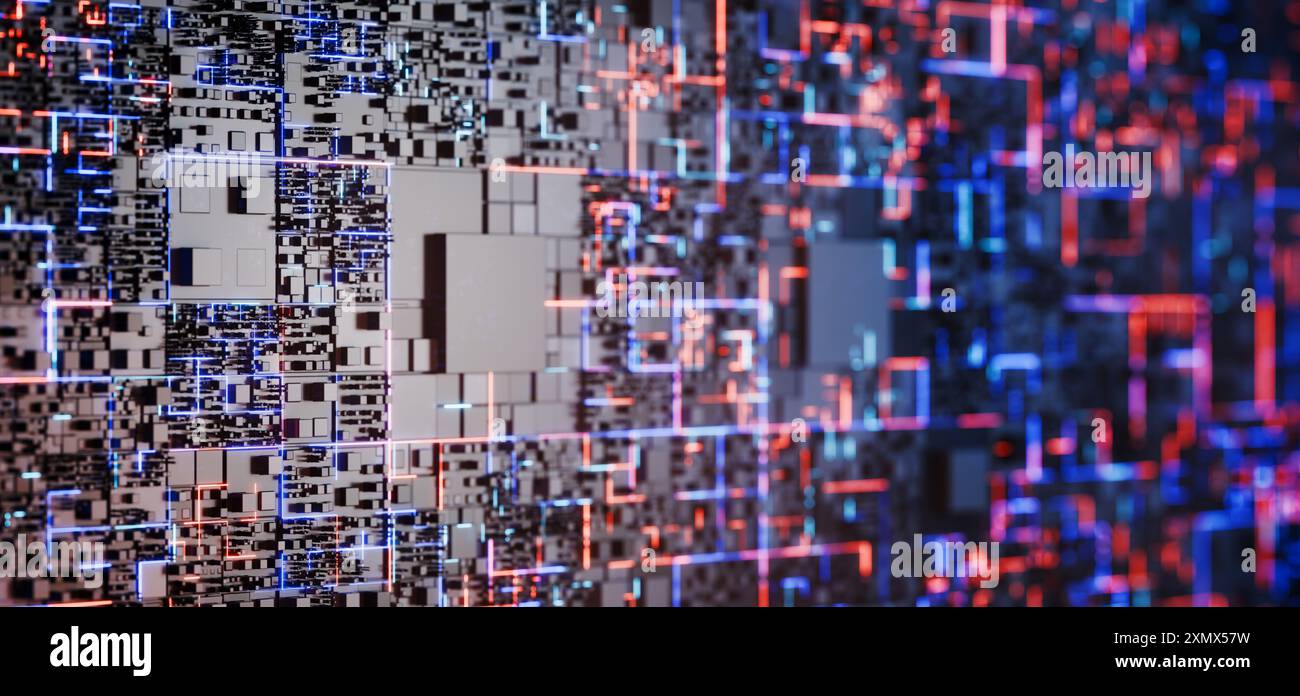 Data background. Artificial Intelligence. Network structure background. Wide banner. Big data ...