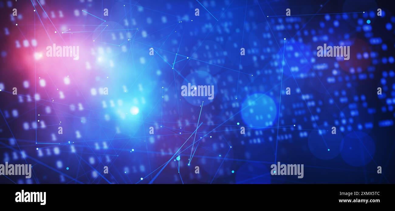 Network structure background. Wide banner. Artificial Intelligence. Big data. Blockchain ...