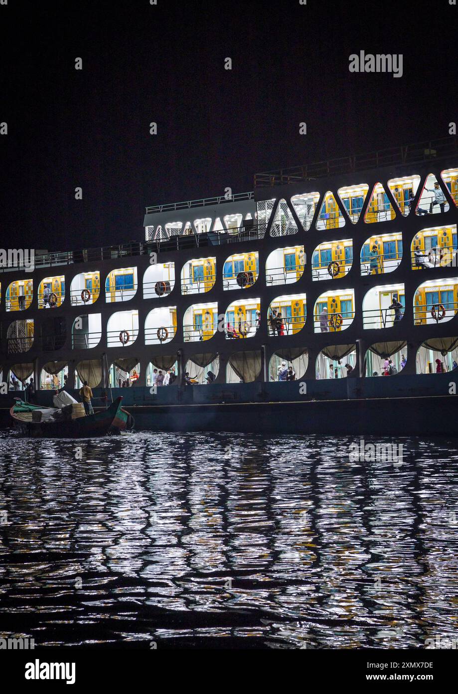 Passengers in a ferry to Barisal at Sadaghat Launch Terminal, Dhaka ...