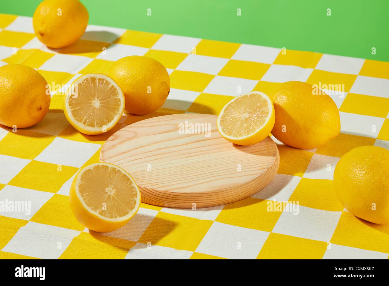 High angle shot a wooden tray without anything above, displayed on a ...