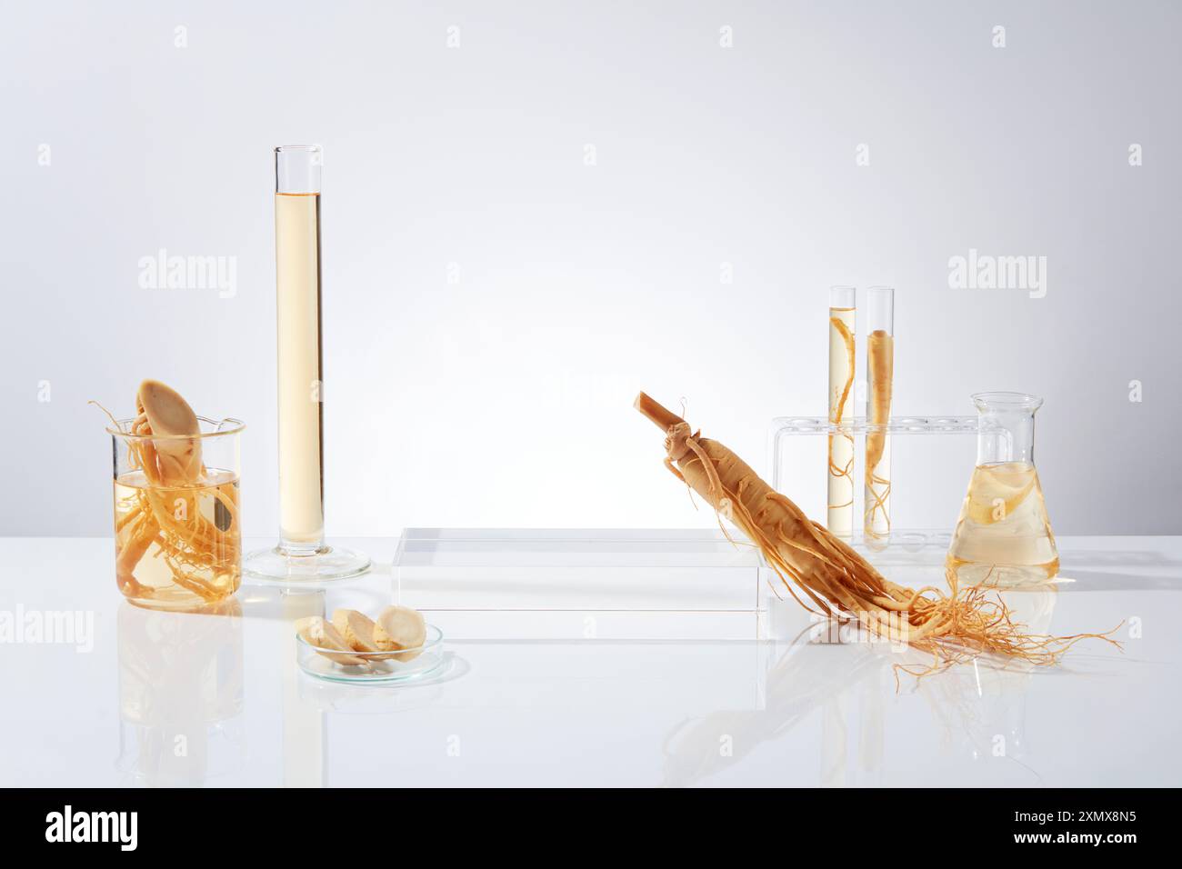 Front view photograph on white background, an empty podium placed in ...