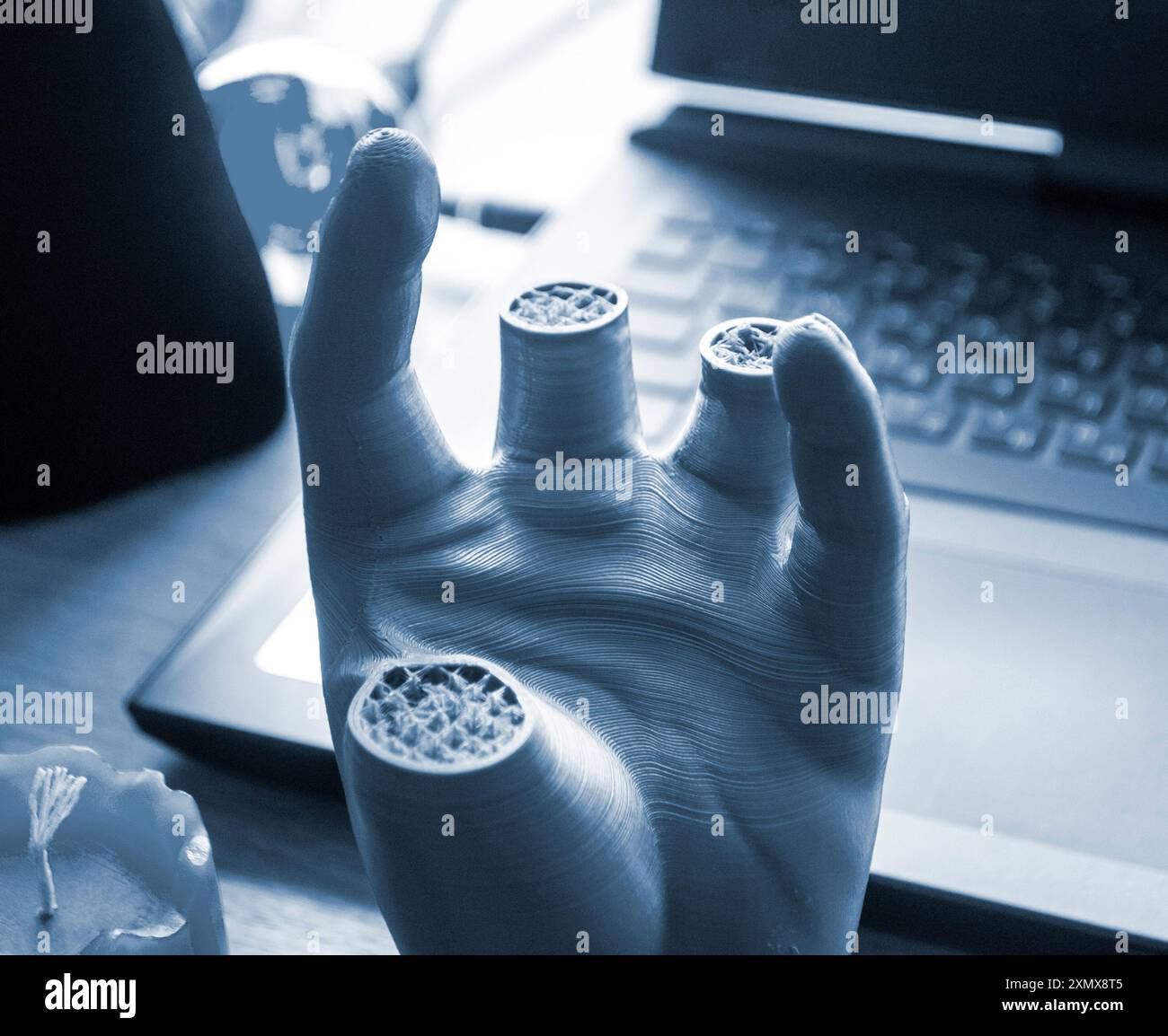 Art Object human hands printed on 3D printer. Model prototype of human ...