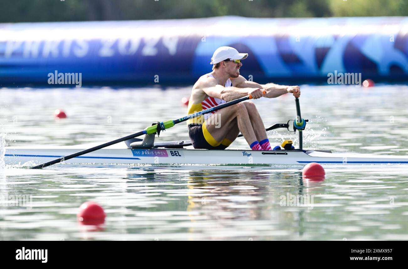 Paris, France. 30th July, 2024. Belgian rower Tim Brys pictured in ...